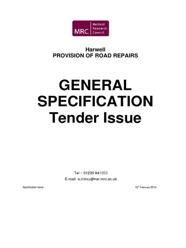 Road Repair Specifications for MRC Harwell | PDF | Topsoil | Concrete