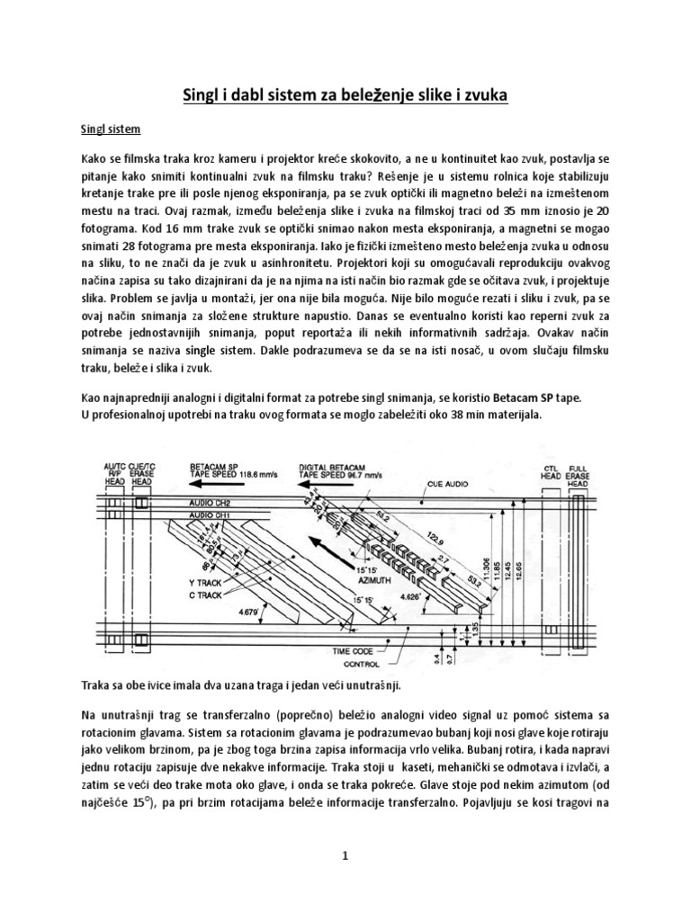 Singl I Dabl Sistem Za Beleženje Slike I Zvuka | PDF