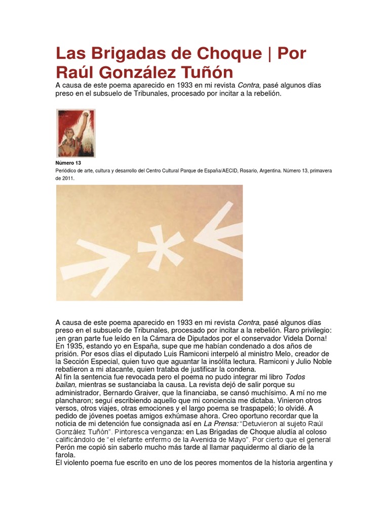 Las Brigadas de Choque: Poema de Tuñón | PDF | Vladimir Lenin | Poesía