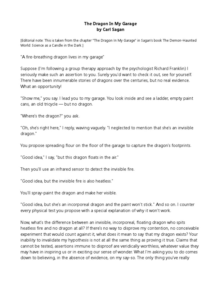 Carl Sagan - The Dragon in My Garage (From The Demon-Haunted World ...