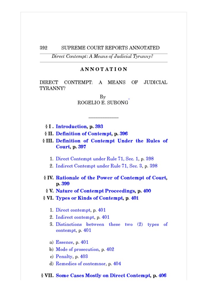 Direct Contempt - A Means of Judicial Tyranny? | PDF | Contempt Of ...