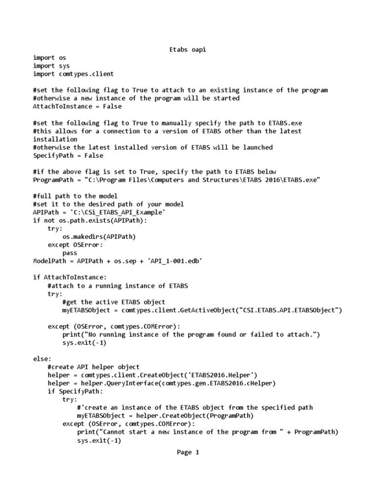 Etabs oapi automation | PDF | System Software | Computing