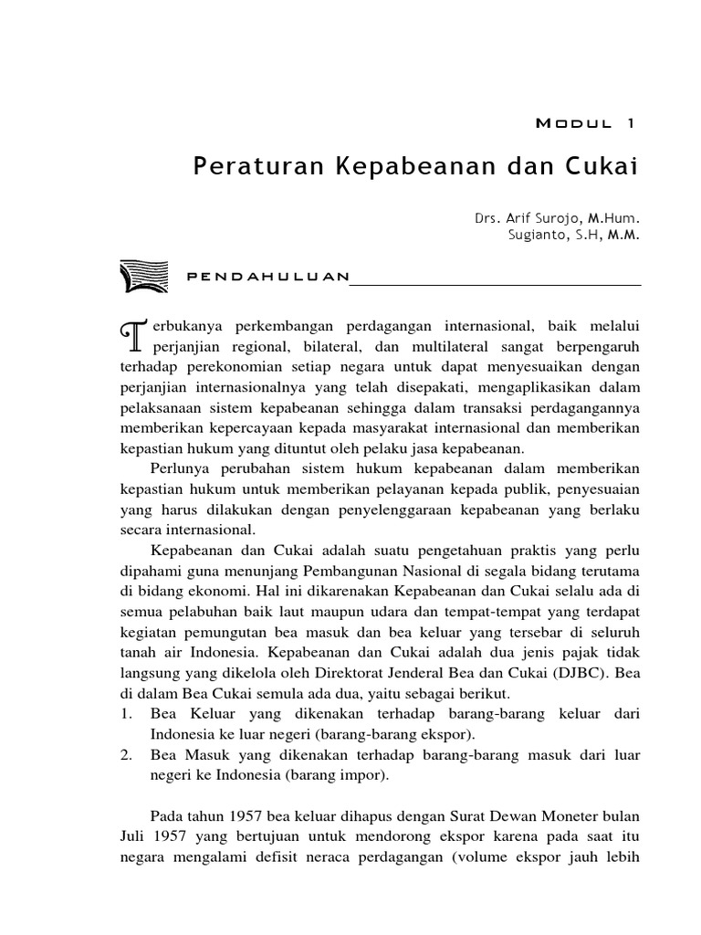 ADBI4235-M1Peraturan Kepabeanan Dan Cukai | PDF