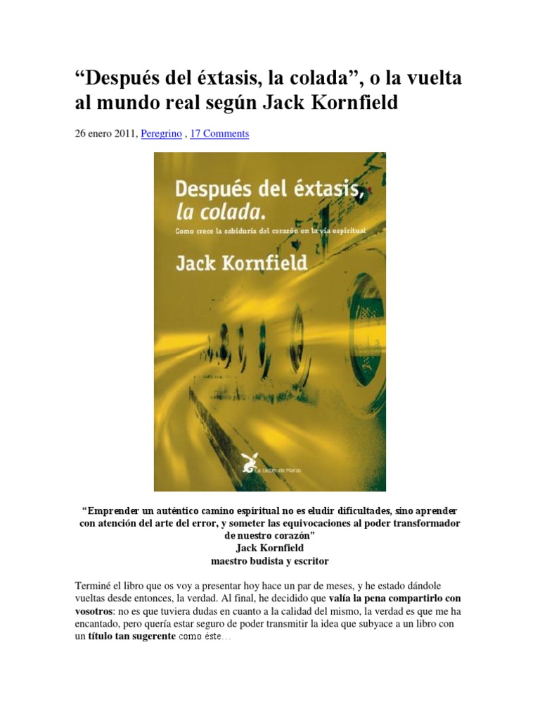 Despues Del Extasis PDF | PDF | Evolución | Meditación