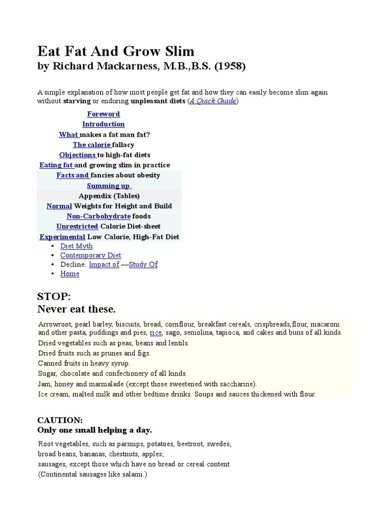 Eat Fat & Grow Slim 1958 | PDF | Dieting | Weight Loss
