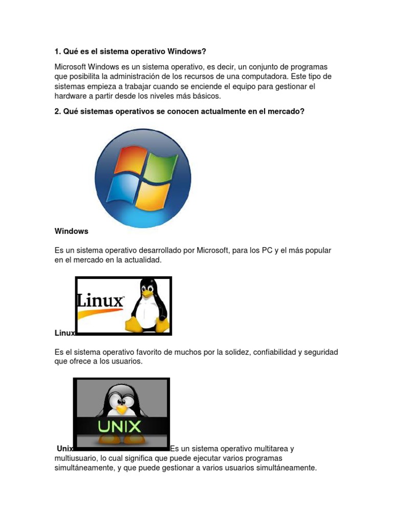 Qué Es El Sistema Operativo Windows | PDF | Ventana (informática ...