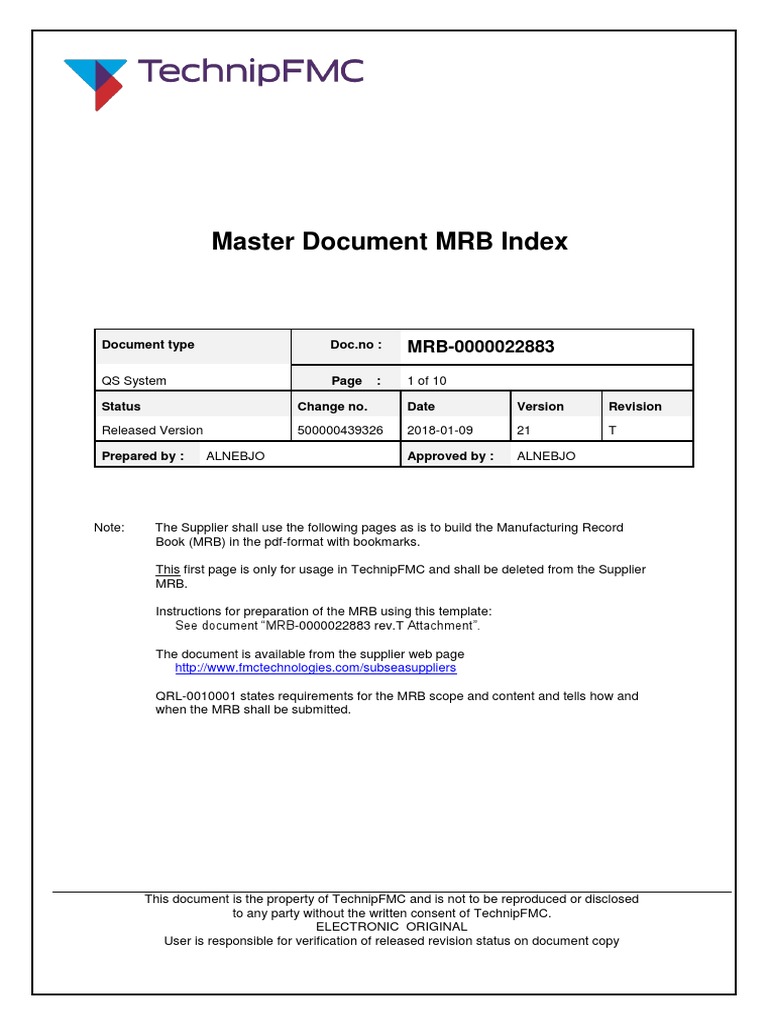 Master Document MRB Index Rev T | PDF | Computing | Business