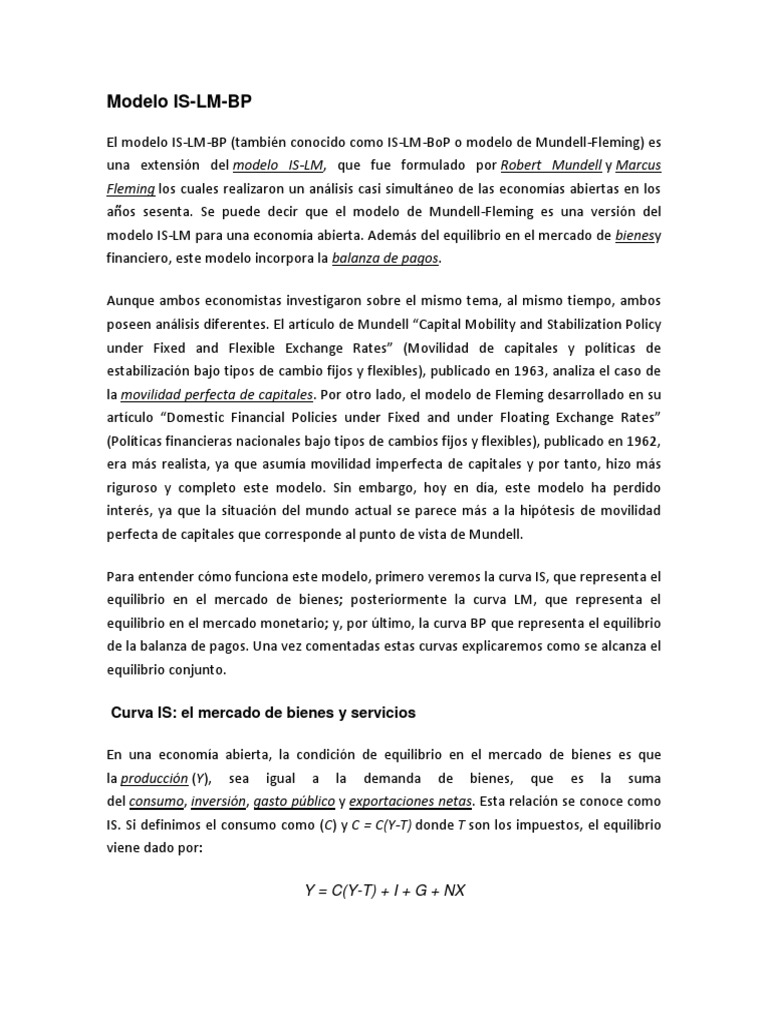 Modelo IS LM BP | PDF | Tipo de cambio | Balance de pagos