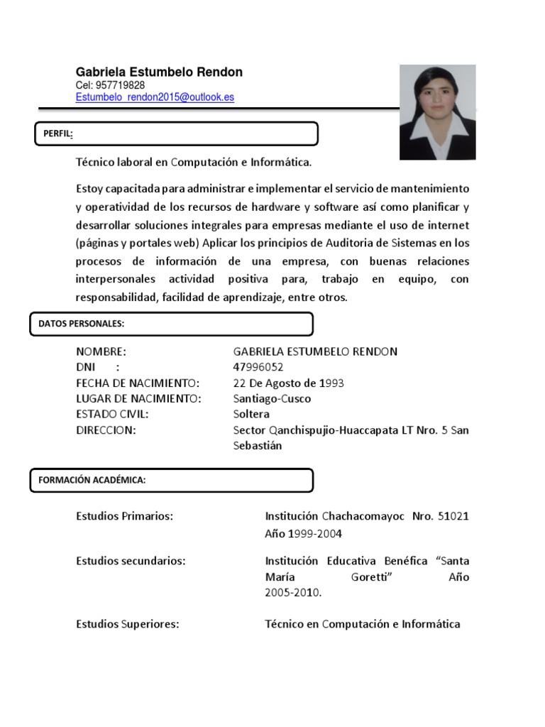 CV GABI | PDF | Educación Secundaria | Informática