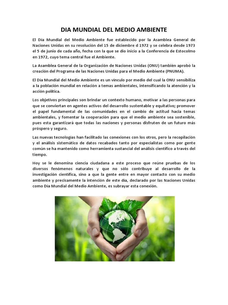 Dia Mundial Del Medio Ambiente | PDF | Naciones Unidas | Relaciones ...