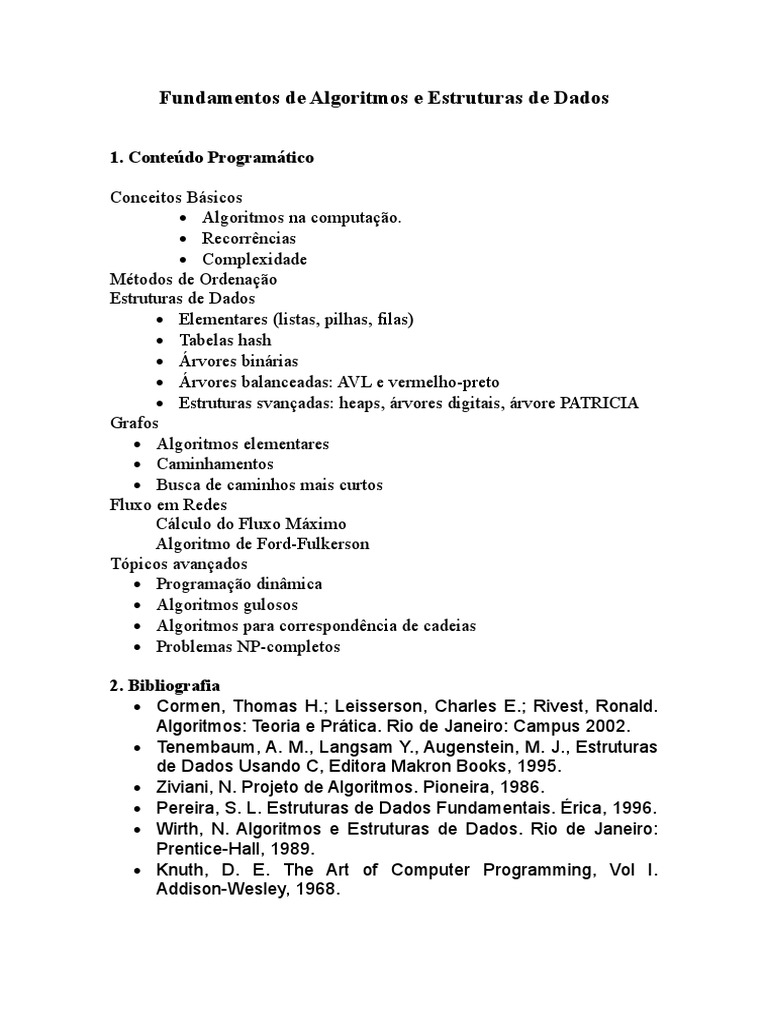 Algoritmos e Estruturas de Dados | PDF | Estrutura de dados | Algoritmos