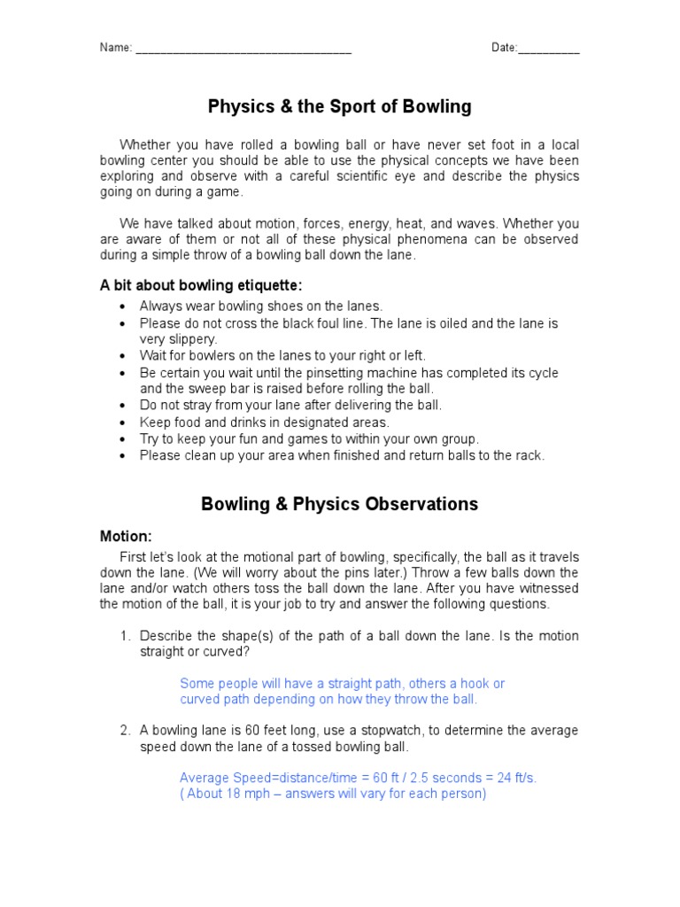 Physics of Bowling in 40 Characters | PDF | Kinetic Energy | Force