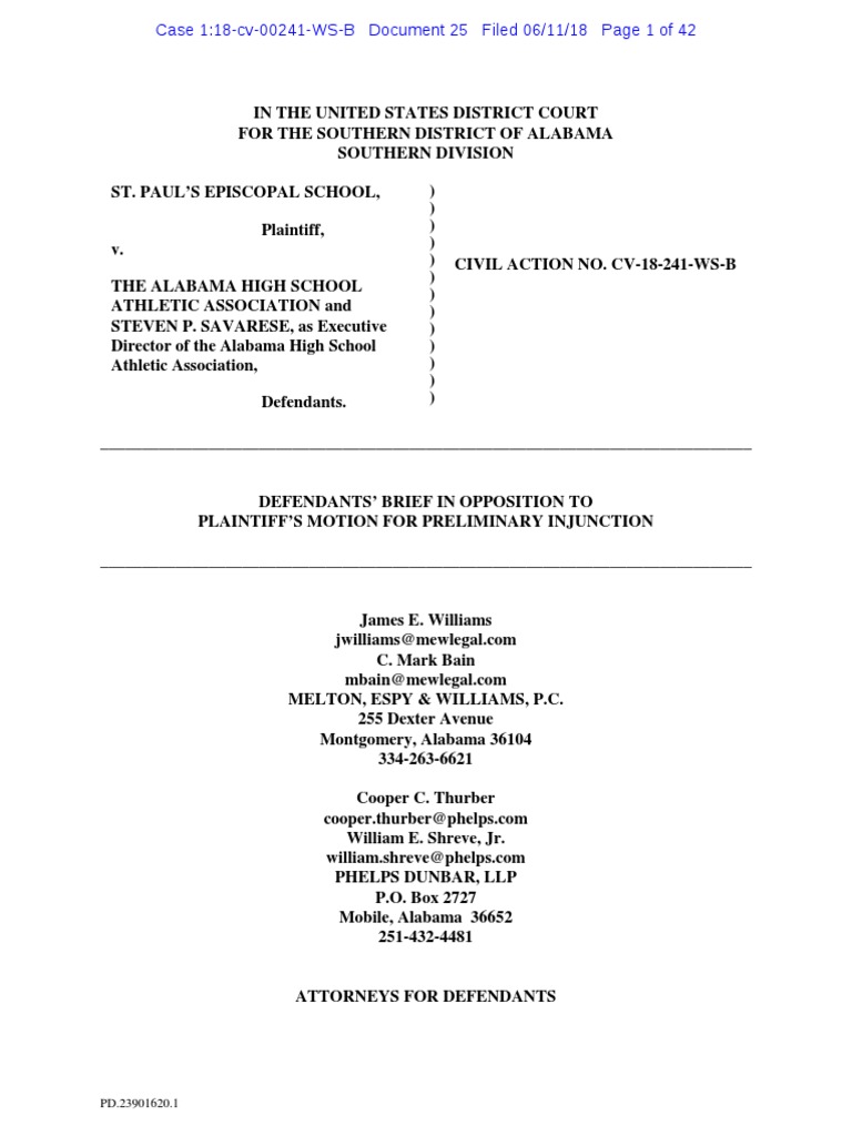 AHSAA Response | PDF | Equal Protection Clause | Suspect Classification