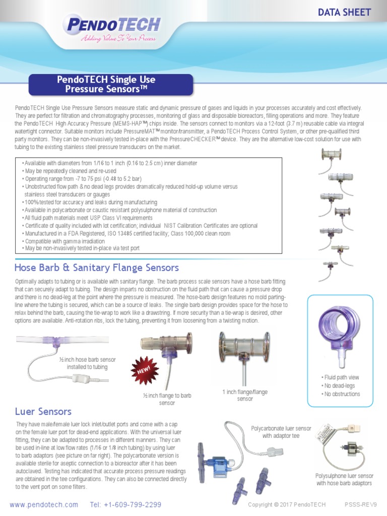 Pressure Sensors Spec Sheet | PDF | Pipe (Fluid Conveyance) | Calibration