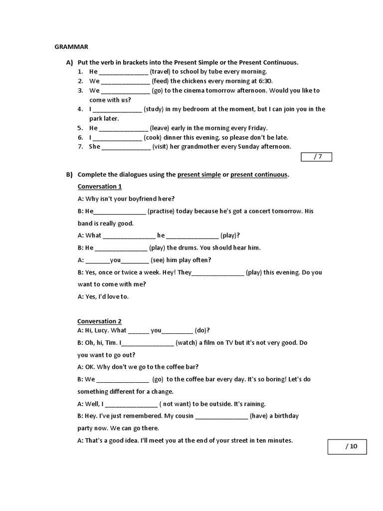 Pre Intermediate Test | PDF