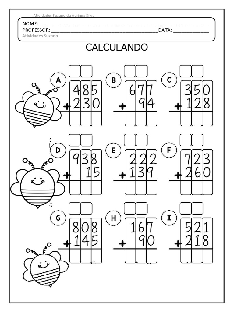 Adição e Subtração Com Reserva | PDF | Aritmética | Ensino de Matemática