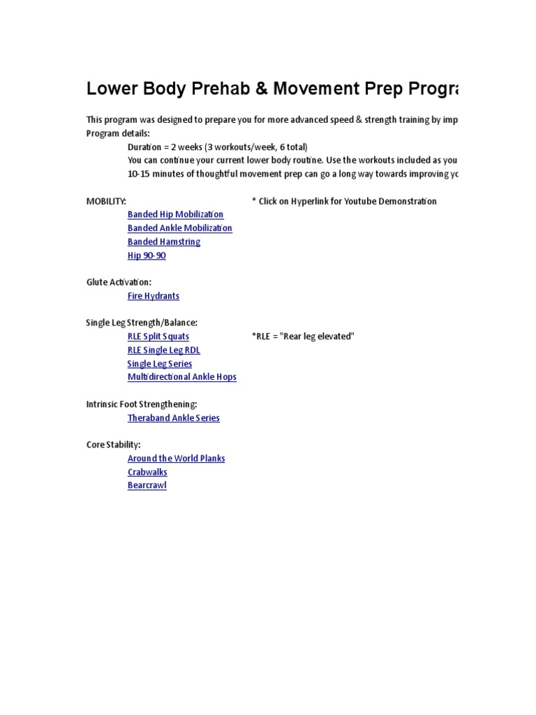 Lower Body Prehab & Mobility | PDF | Foot | Anatomical Terms Of Motion