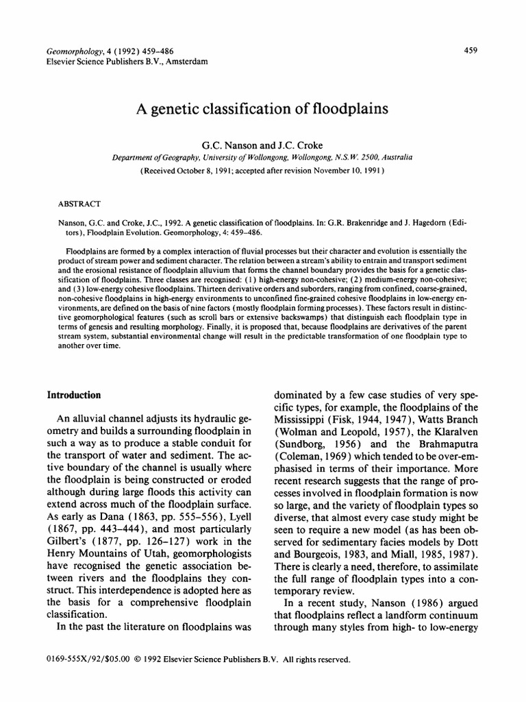 A Genetic Classification of Floodplains: Geomorphology | PDF | River ...