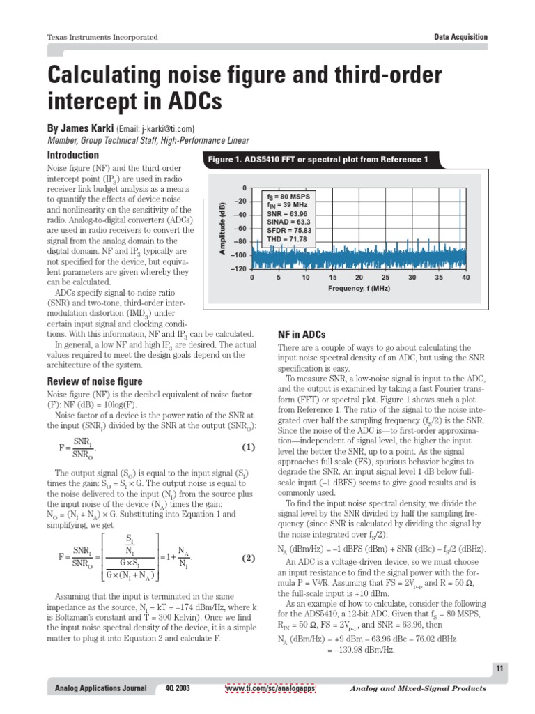 Third Order Intercepts | PDF | Signal To Noise Ratio | Analog To ...