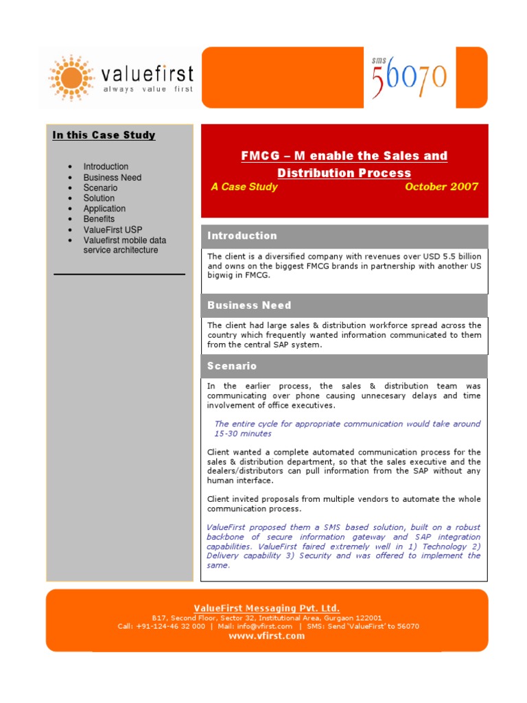 FMCG Case Study 1 1 | PDF | Sap Se | Information And Communications Technology