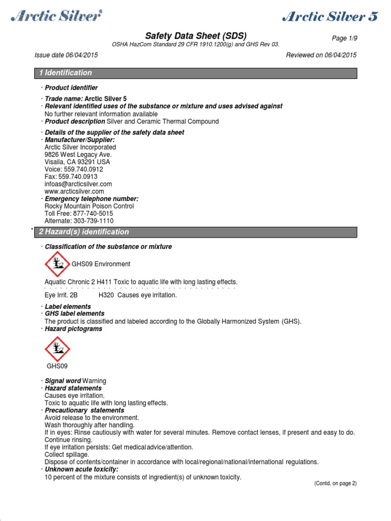 As5 SDS PDF | PDF | Dangerous Goods | Toxicity