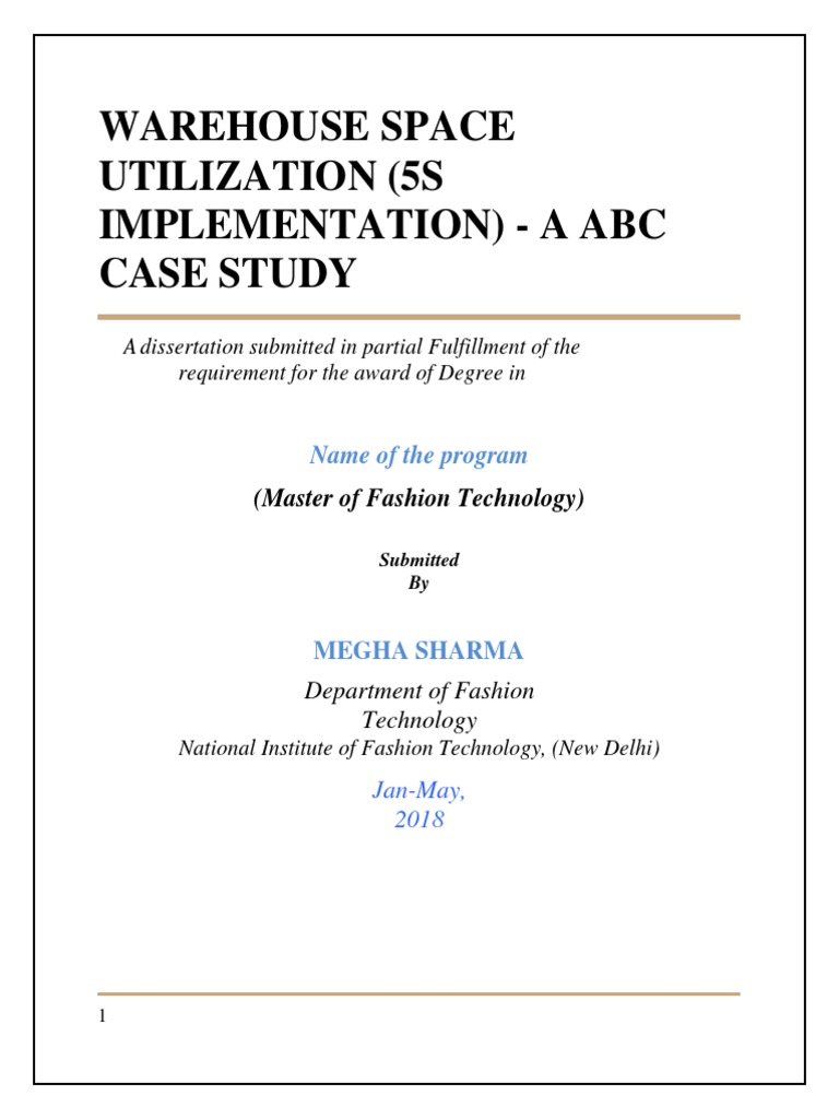 Warehouse Space Utilization (5S Implementation) - A Abc Case Study ...