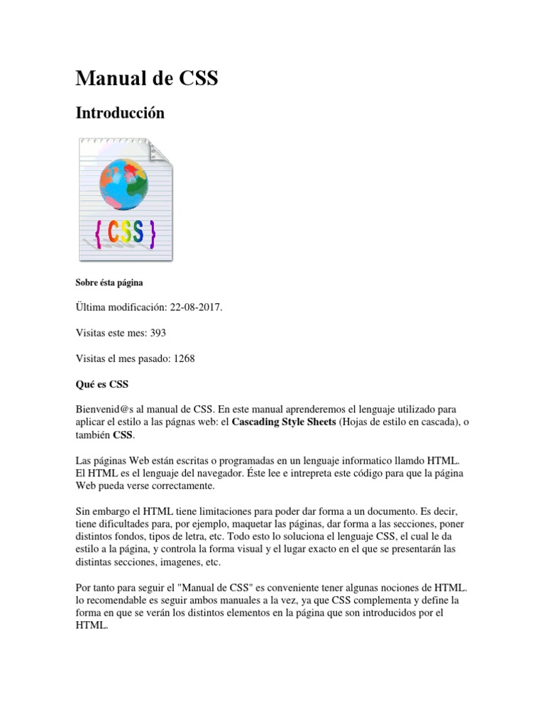 Manual de CSS | PDF | Hojas de estilo en cascada | HTML