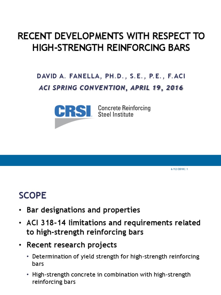 Recent Developments in the Use of High-Strength Reinforcing Bars ...