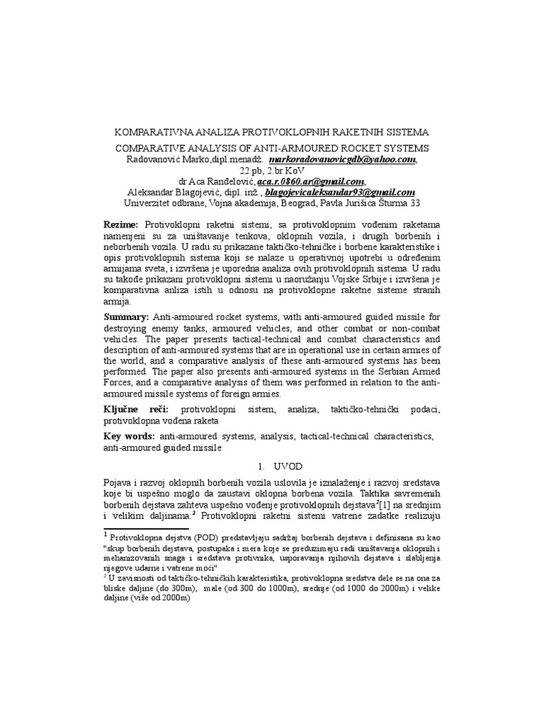 Komparativnanaliza Radovanovic, Randjelovic, Blagojevic | PDF