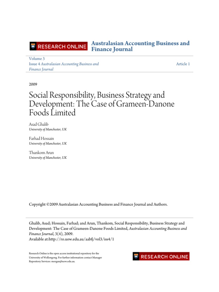 Social Responsibility, Business Strategy and Development: The Case of ...