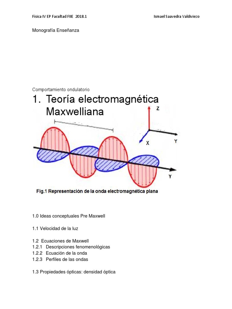 1teoría Clasica de Maxwell 2018-1 | PDF | Olas | Óptica