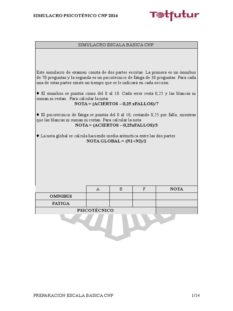 Simulacro Psicotécnico CNP 2014 PDF | PDF | División (Matemáticas) | Naturaleza