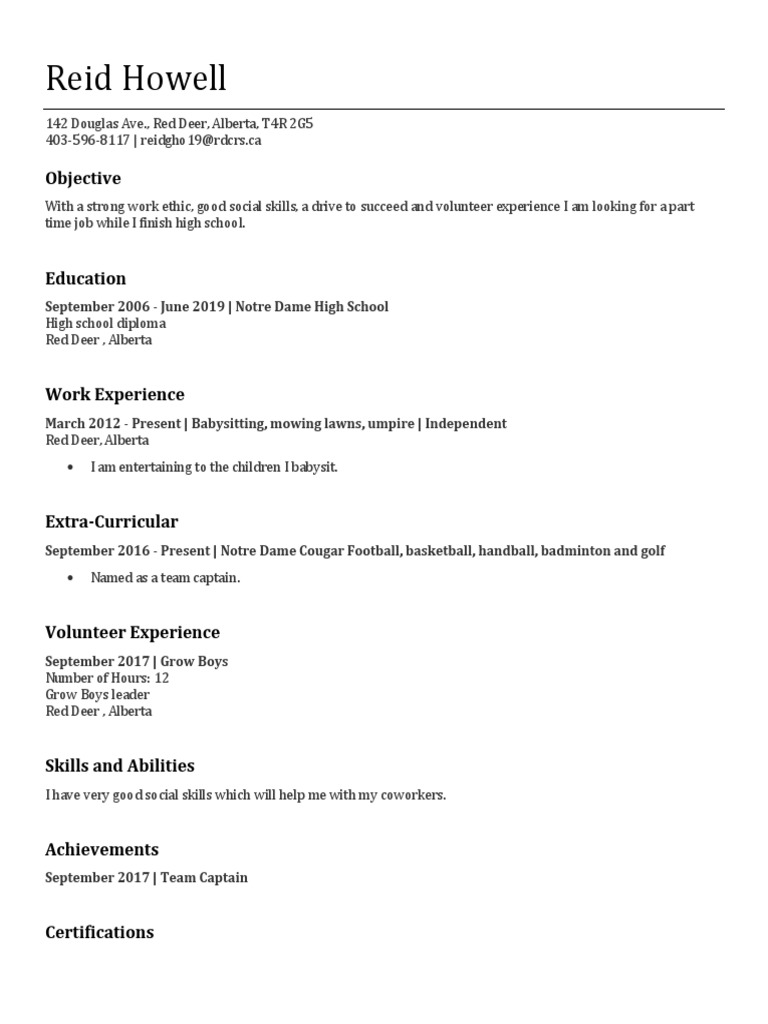 High School Student Job Seeker | PDF