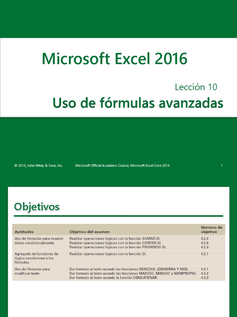 Excel Core 2016 Lesson 10 | PDF | Hoja de cálculo | Microsoft Excel