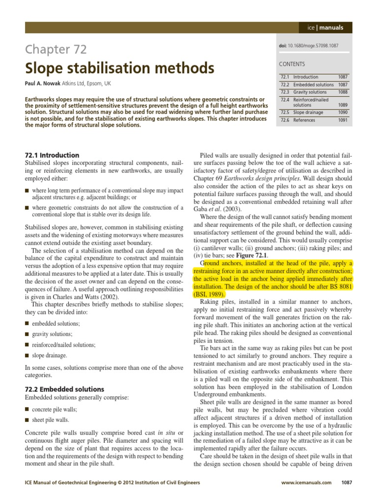 Slope Stablization Methods | PDF | Deep Foundation | Geotechnical ...