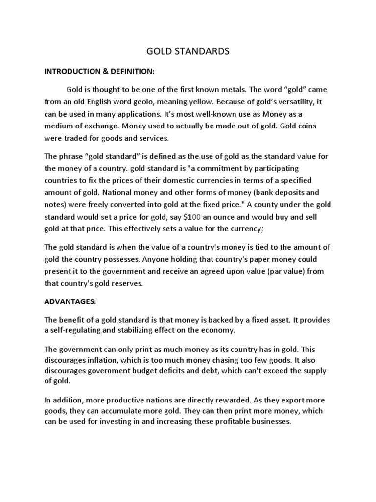 Gold Standards | PDF | Gold Standard | Great Depression