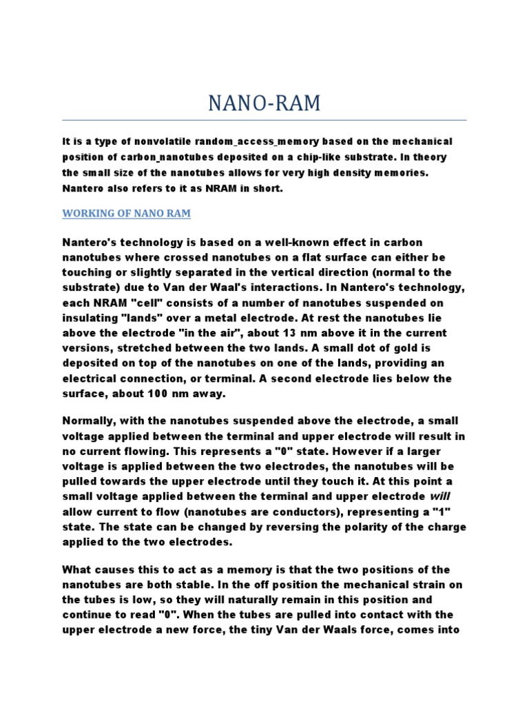 NANO-RAM: Next-Gen Memory Technology | PDF | Random Access Memory ...