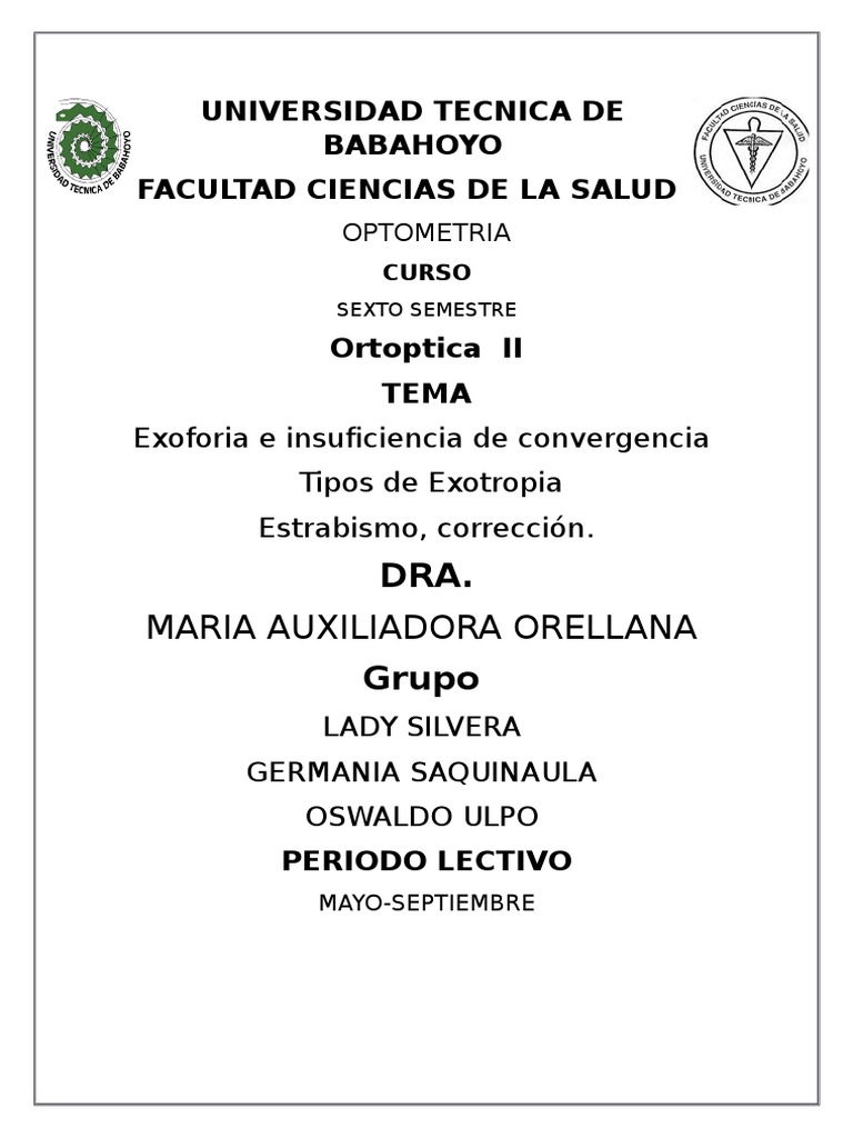Exoforias 1 | PDF | Rtt | Enfermedades del ojo y anexos
