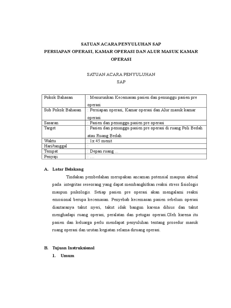 Satuan Acara Penyuluhan Sap | PDF