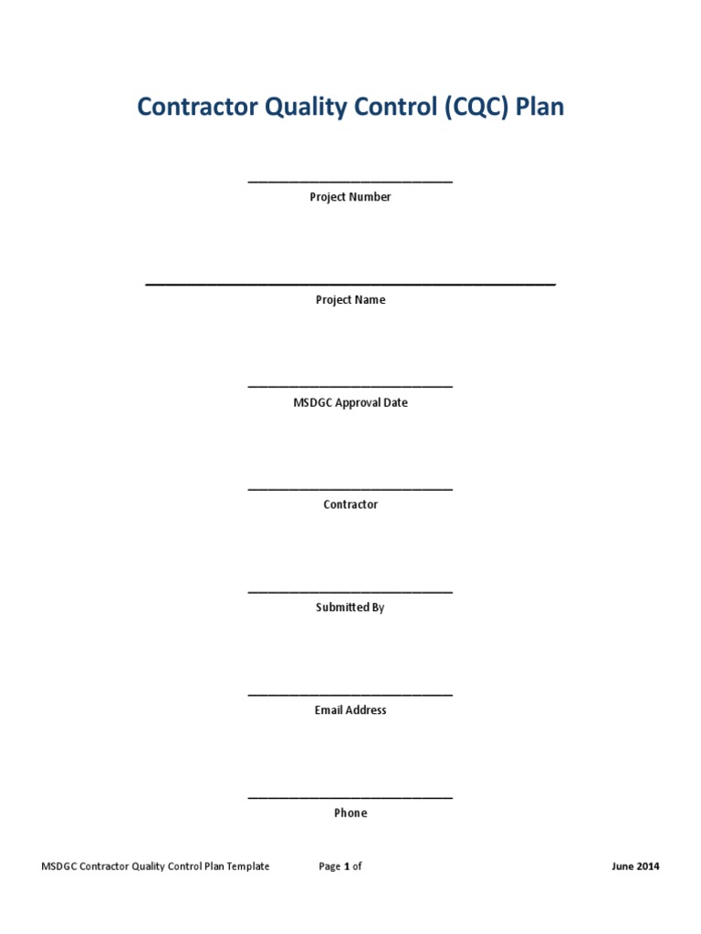 MSDGC Contractor QC Plan Template | PDF | Specification (Technical ...