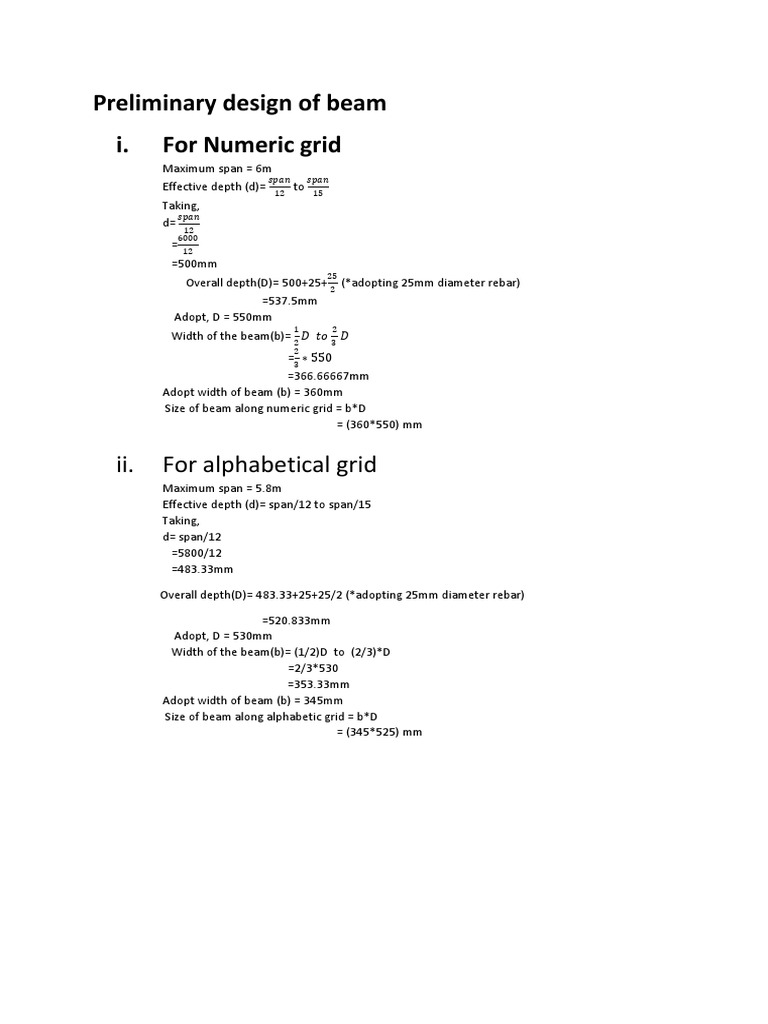 Preliminary Design of Beam | PDF