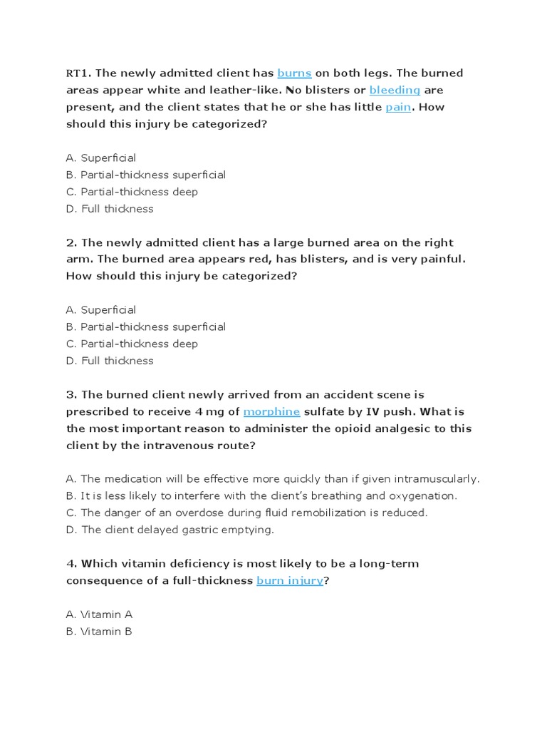 Burn Mcqs With Answers | PDF | Burn | Respiratory System