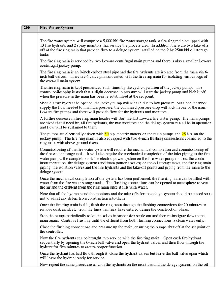 Fire Water System Components | PDF | Pump | Water Supply Network