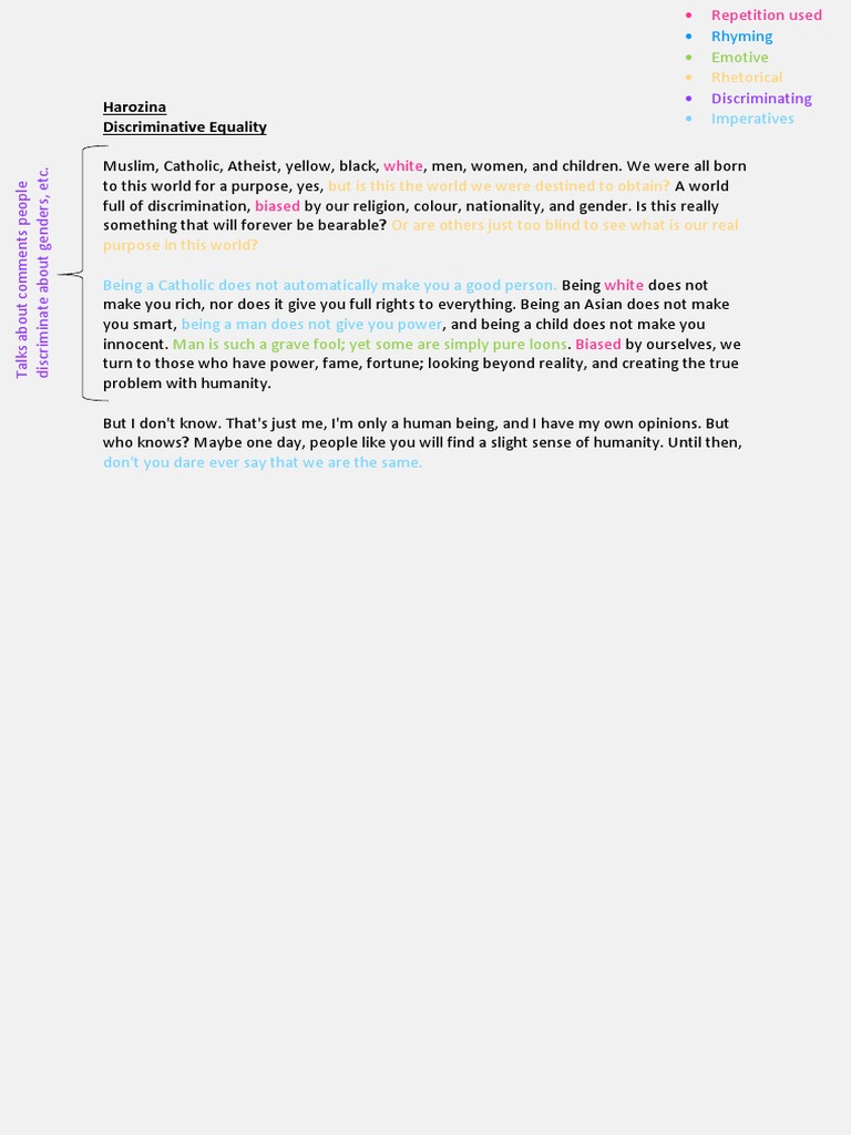 Poem Three | PDF | Society | Discrimination