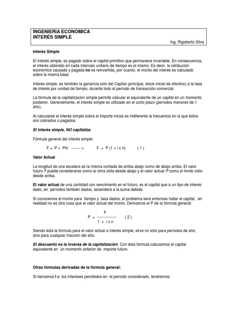 Material Interes Simple PDF | PDF | Interés | Tasas de interés