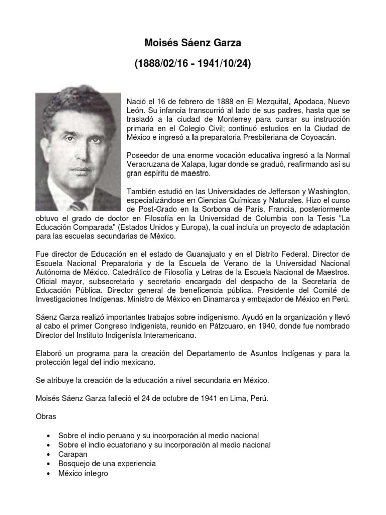 Moisés Sáenz Garza | PDF | Modificación de comportamiento | Escuelas