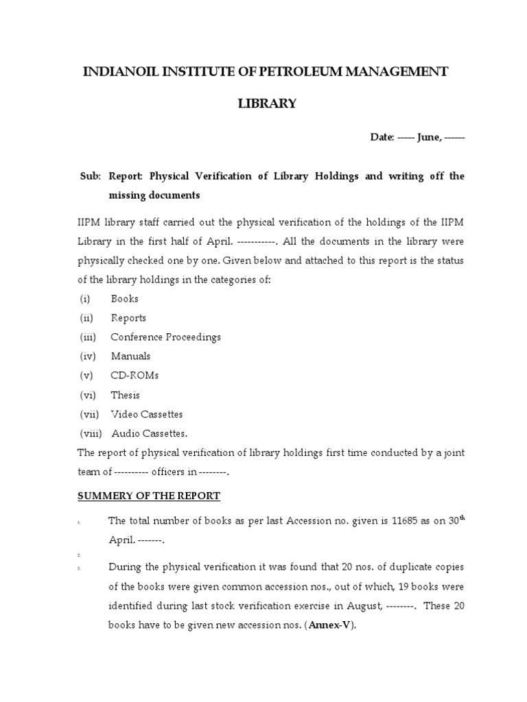 Report On Stock Verification | PDF