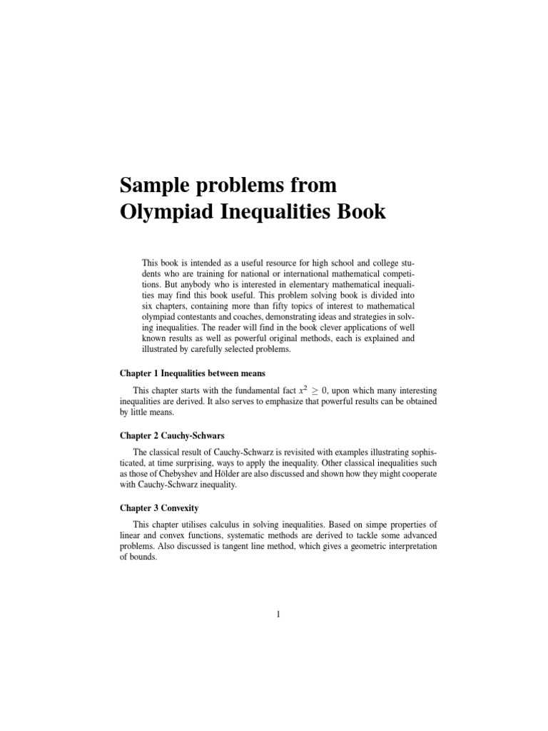 An Introduction to the Art of Solving Inequalities: Sample Problems and ...