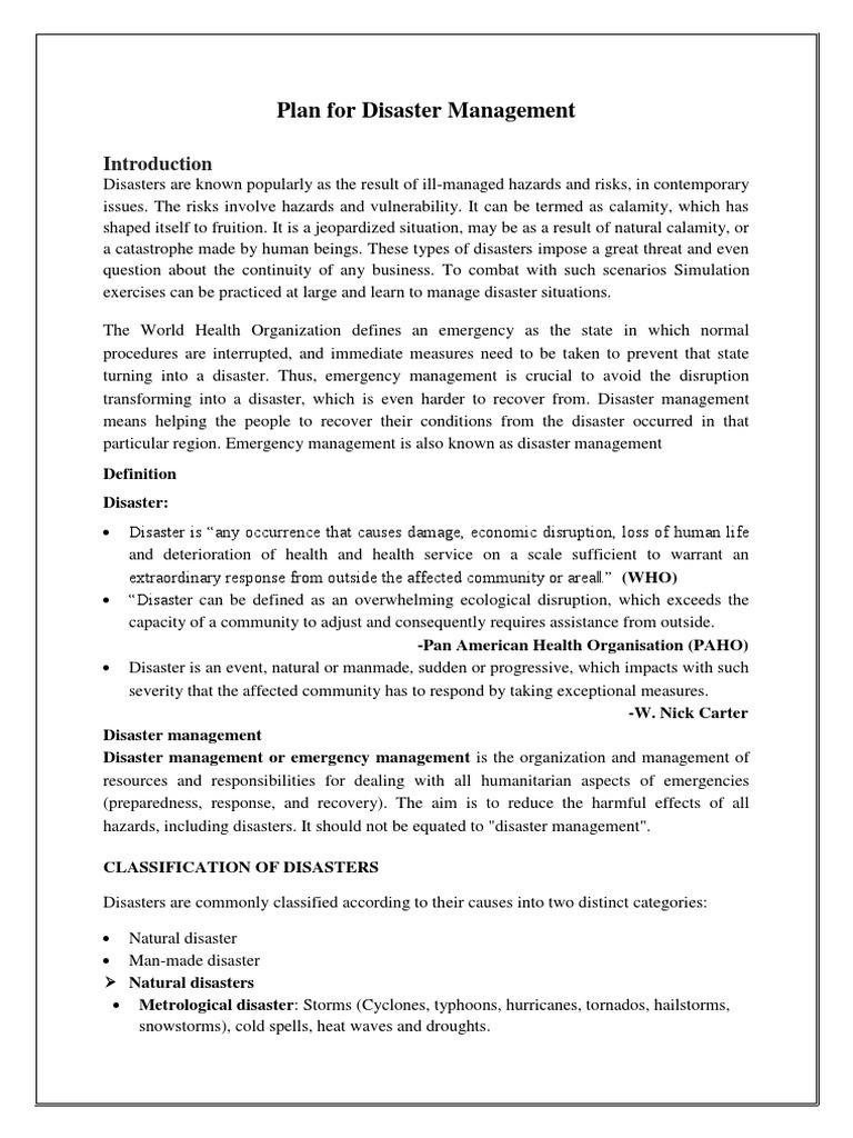 Disaster Management Planning1 | PDF | Emergency Management | Natural ...