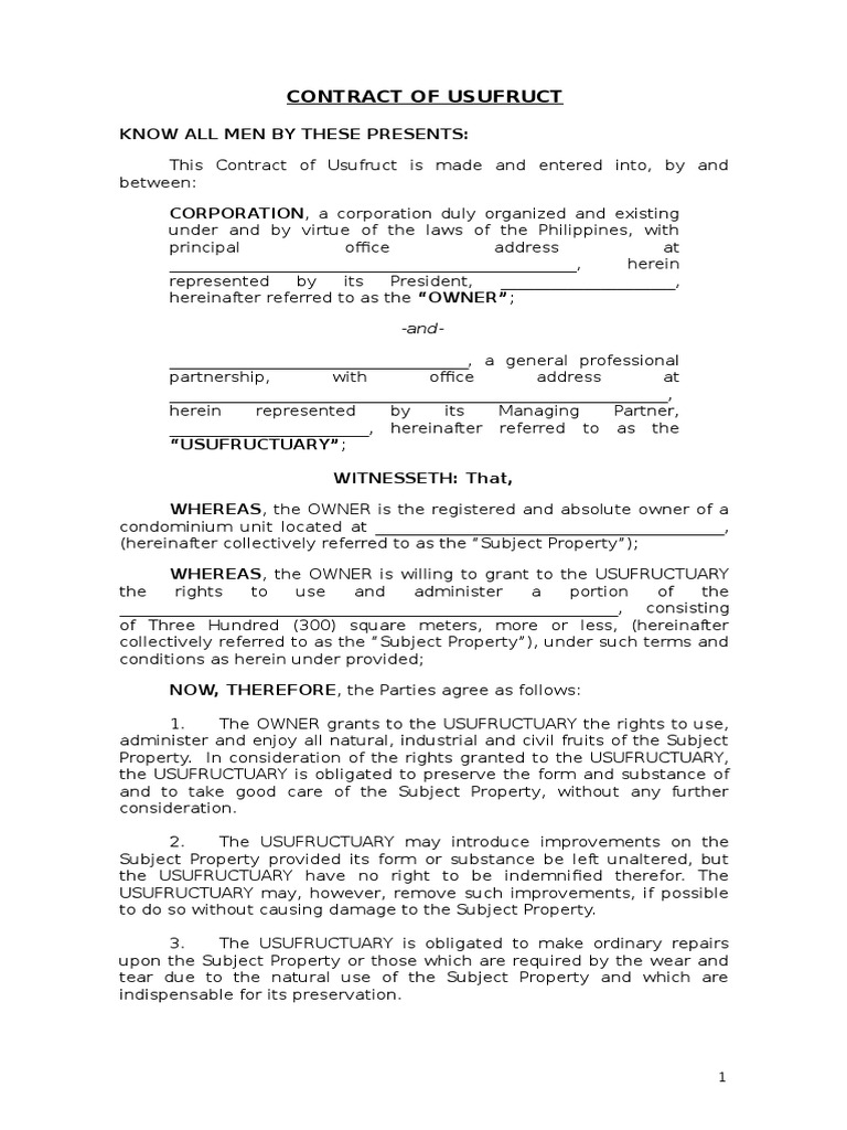 Usufruct | PDF | Property | Partnership